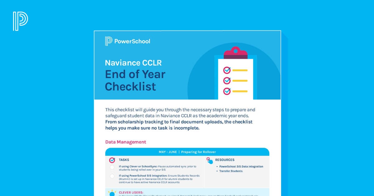 Naviance CCLR End-of-Year Checklist | PowerSchool